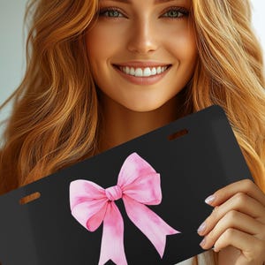 Pink Bow License Plate for Women Cute Pink Car Accessories for Teens ...
