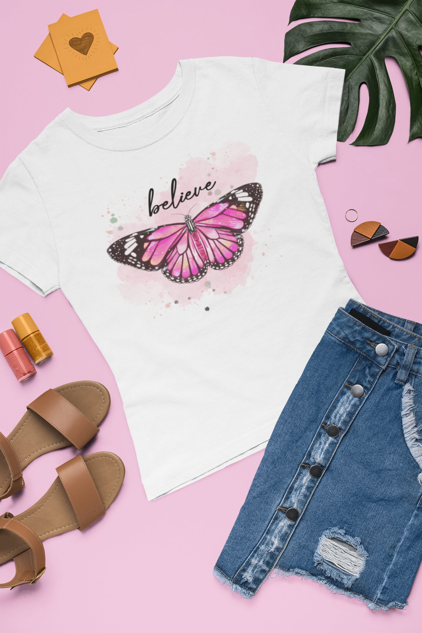 Pink Butterfly Believe Butterfly Design Butterfly - Etsy