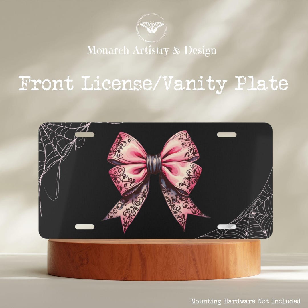 Pink License Plate, Pink Bow License Plate for Women, Cute Car ...
