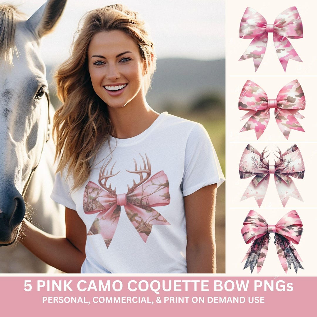Pink Camo Bow PNG, Pink Coquette Bow, Pink Camouflage, Pretty in Pink ...