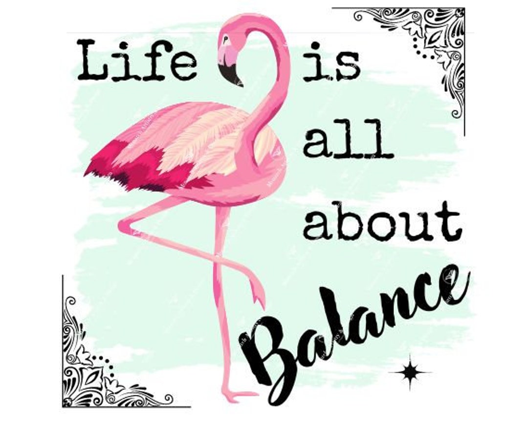 Flamingo Life is All About Balance Flamingo Clipart PNG Digital ...