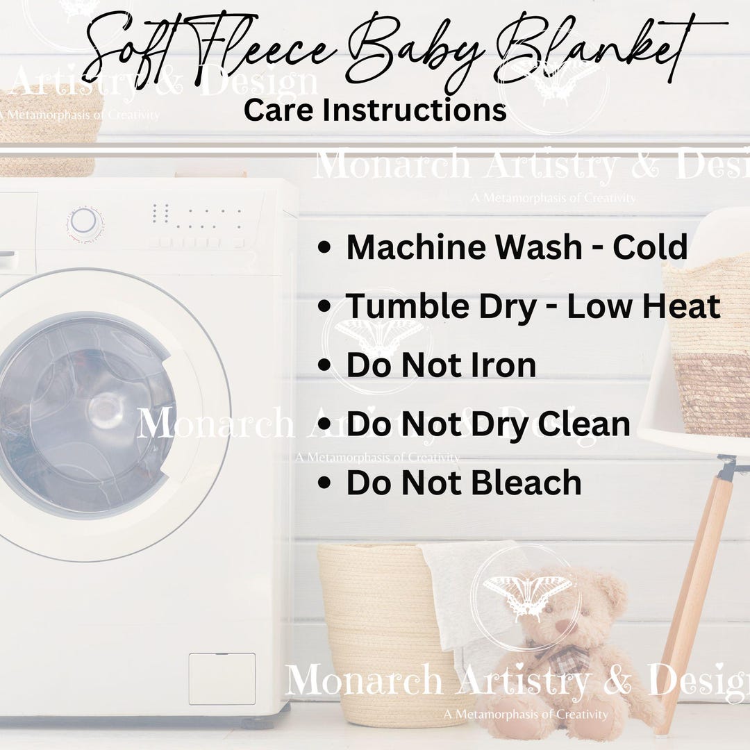 Soft Fleece Baby Blanket Washing Instructions Mockup, Care Instructions ...