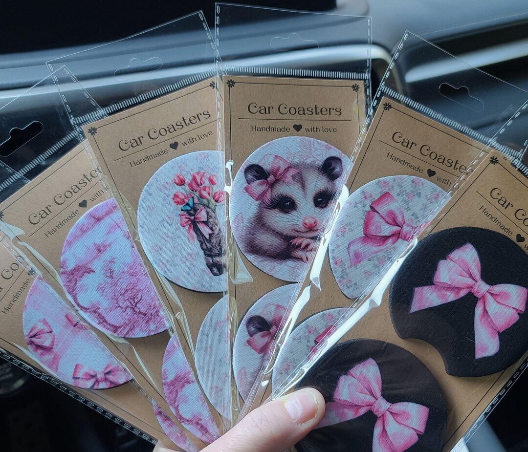 Coquette Car Coasters, Pink Car Accessories, Cute Car Accessories Girly ...
