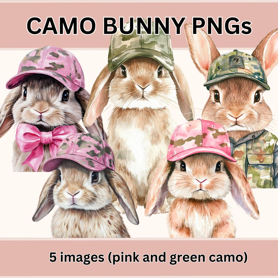Camo Bunny PNG, Egg Hunter, Cool Easter Design, Pink Camo, Camouflage ...