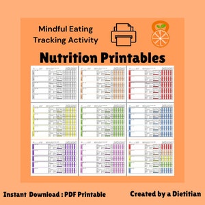 Mindful Eating Journal Printable PDF, Meal Tracker, Health and Wellness ...