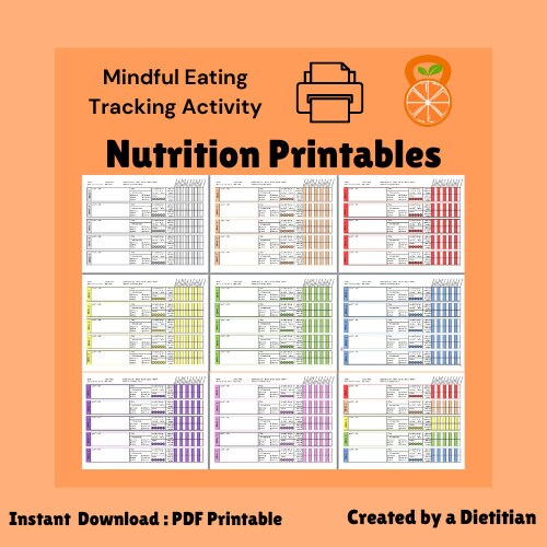 Mindful Eating Journal Printable PDF, Meal Tracker, Health and Wellness ...