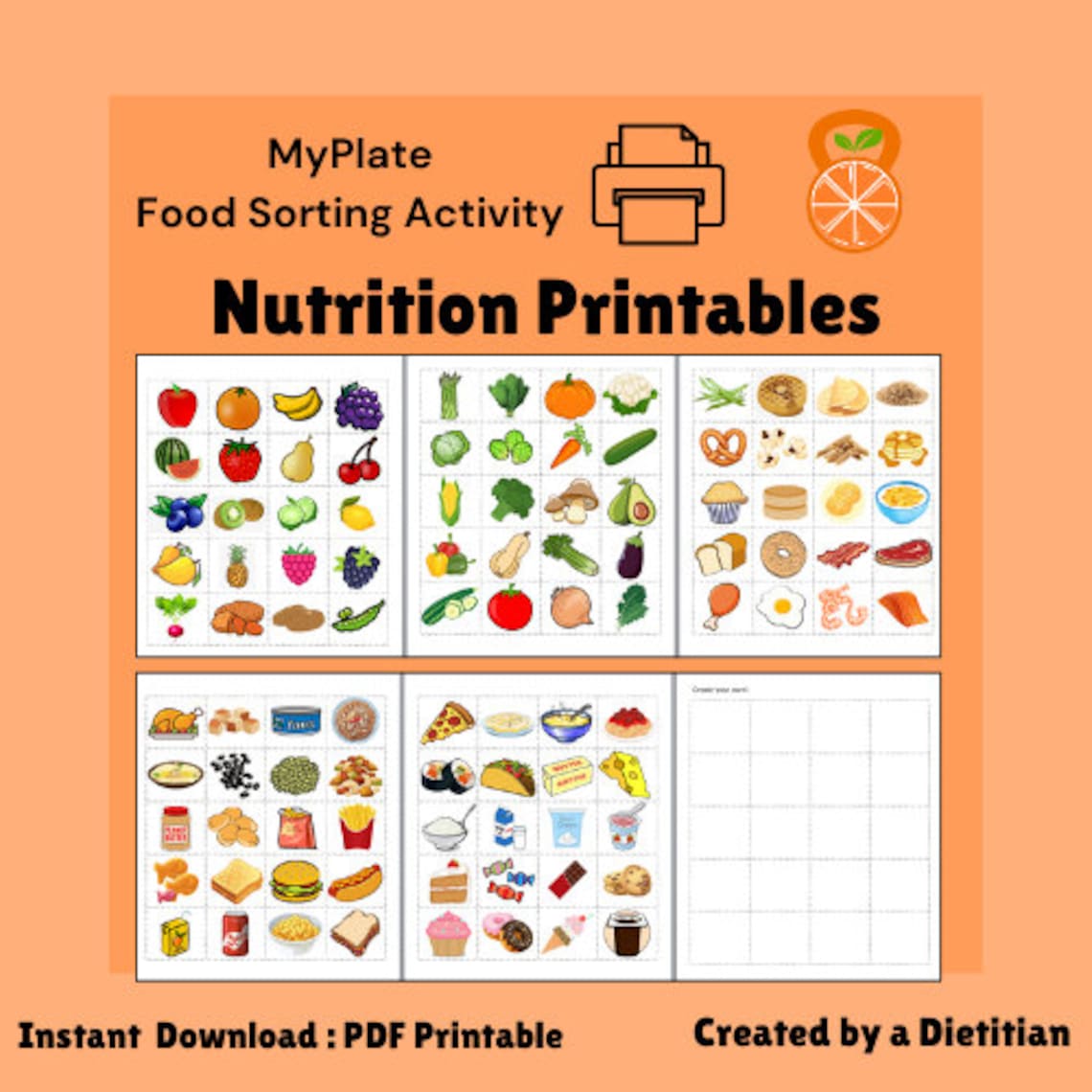 Food Group Sorting, Nutrition Activity for Kids, Healthy Eating, Five ...