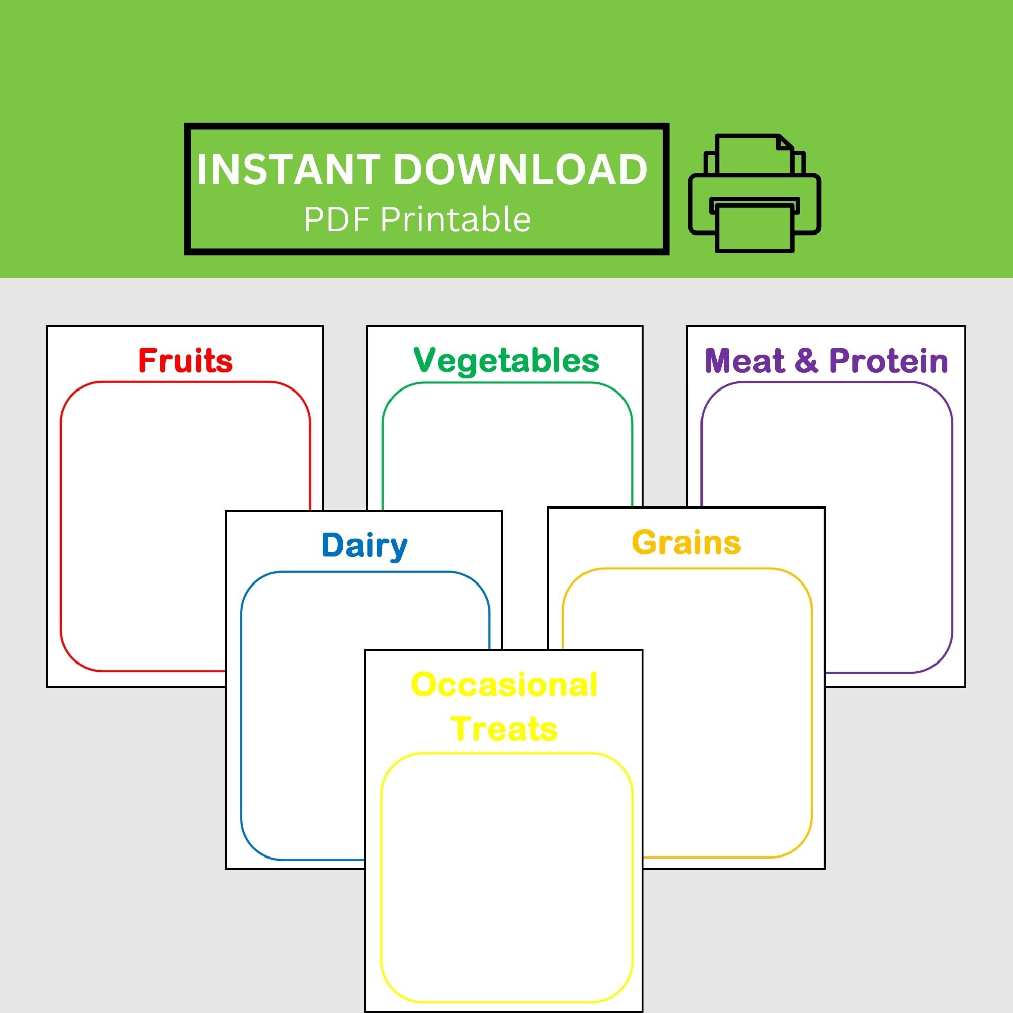Food Group Sorting, Nutrition Activity for Kids, Healthy Eating, Five ...
