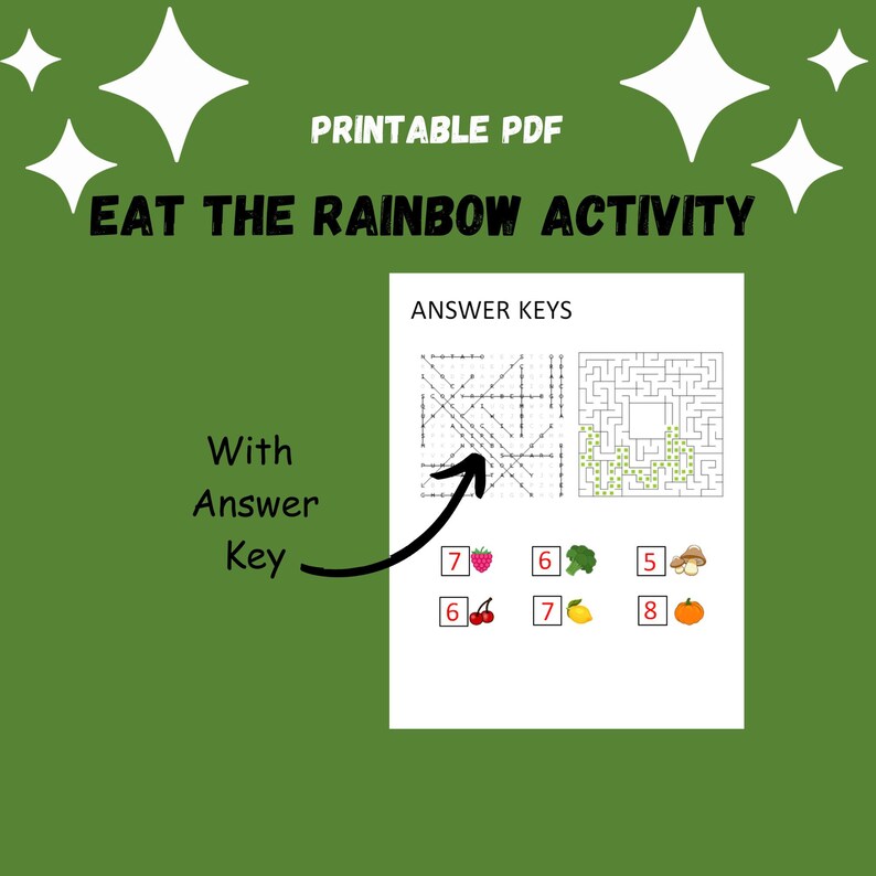 Eat the Rainbow, Nutrition Activity Food Worksheets Instant Download ...