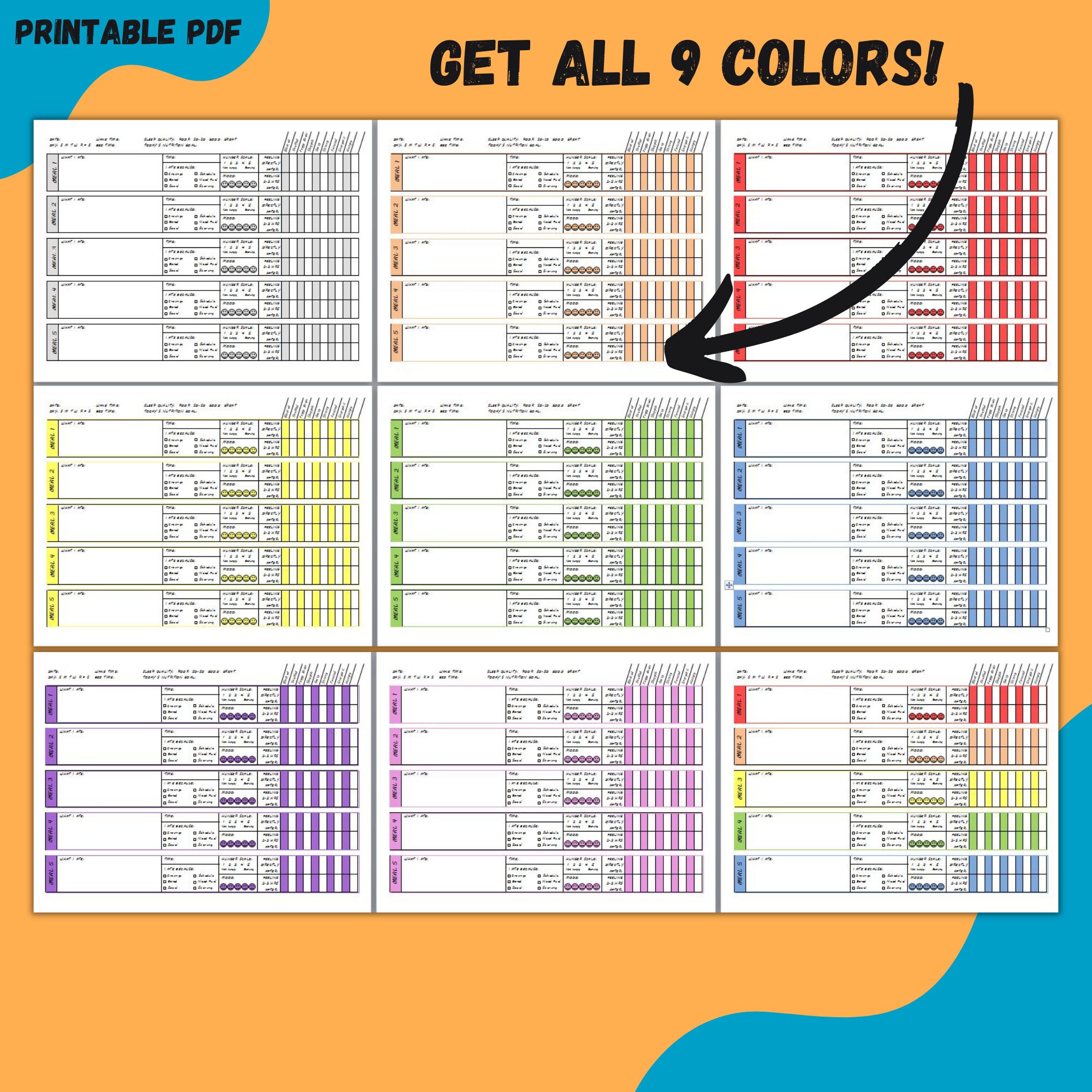Mindful Eating Journal Printable PDF Meal Tracker Health and - Etsy