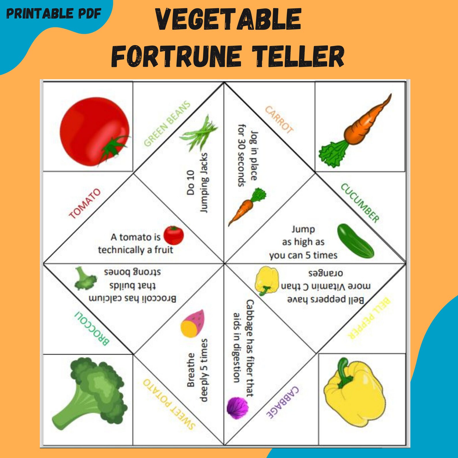 Eat the Rainbow Fortune Tellers Printable Activity for Kids - Etsy