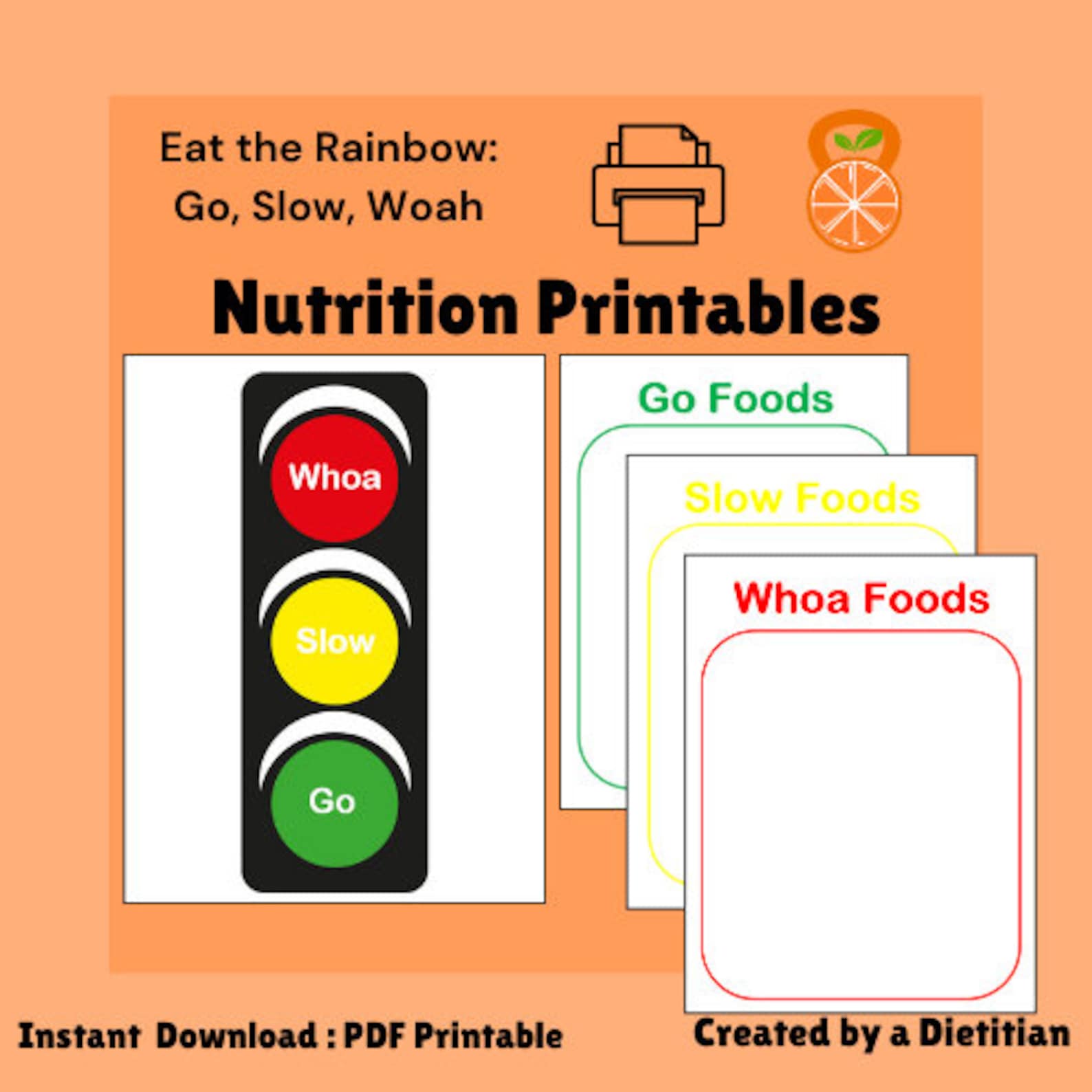 Food Group Sorting, Go Slow Whoa Food Sorting, Nutrition Activity for ...