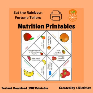Eat the Rainbow Fortune Teller Printables: Kids Nutrition Activity (PDF ...