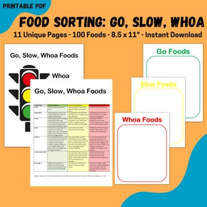 Food Group Sorting Go Slow Whoa Food Sorting Nutrition - Etsy Canada