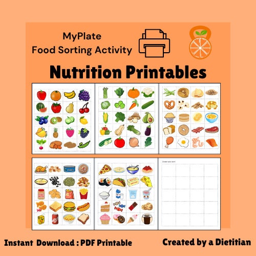 Myplate Food Group Sorting: Nutrition Activity Printables (PDF) - Etsy