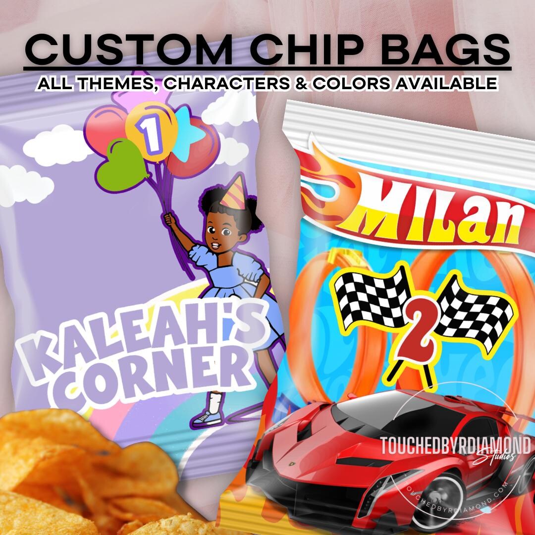 Custom Chip Bags - Set of 12, Personalized Party Favors, Fully ...