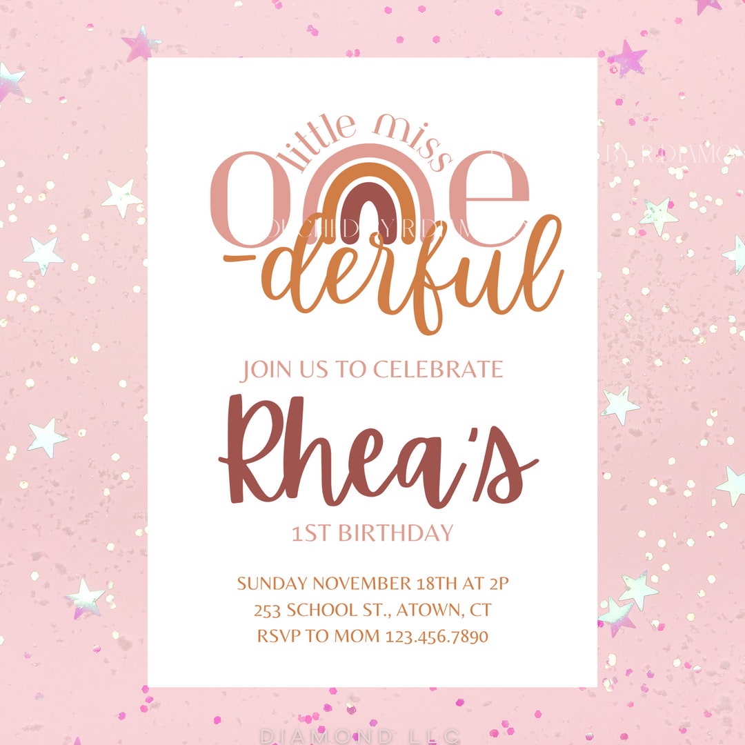 Miss Onederful Birthday Invitation Little Miss One-derful - Etsy