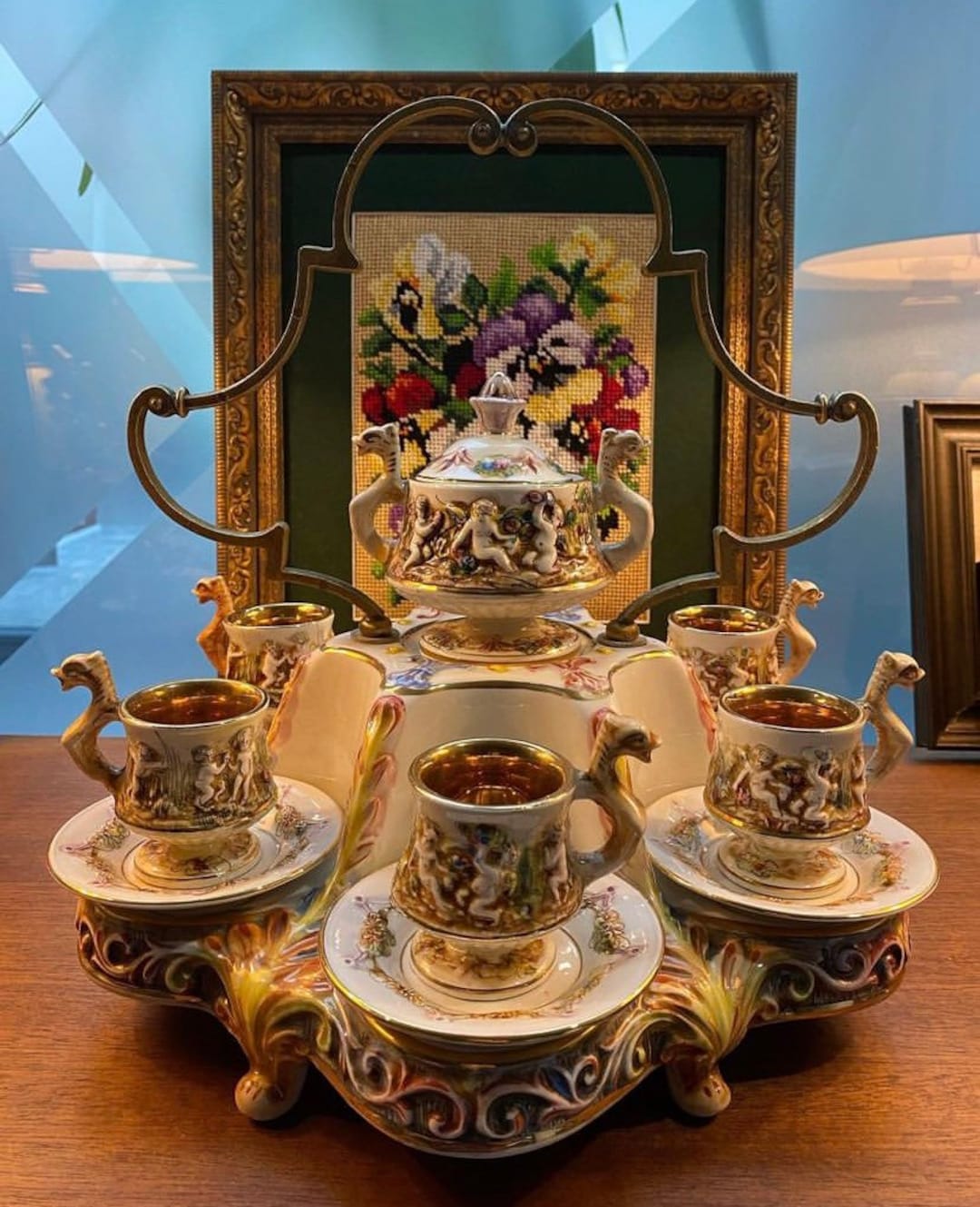 Capodimonte Italy Coffee Set, Serving Tray, Cup and Saucer, First ...
