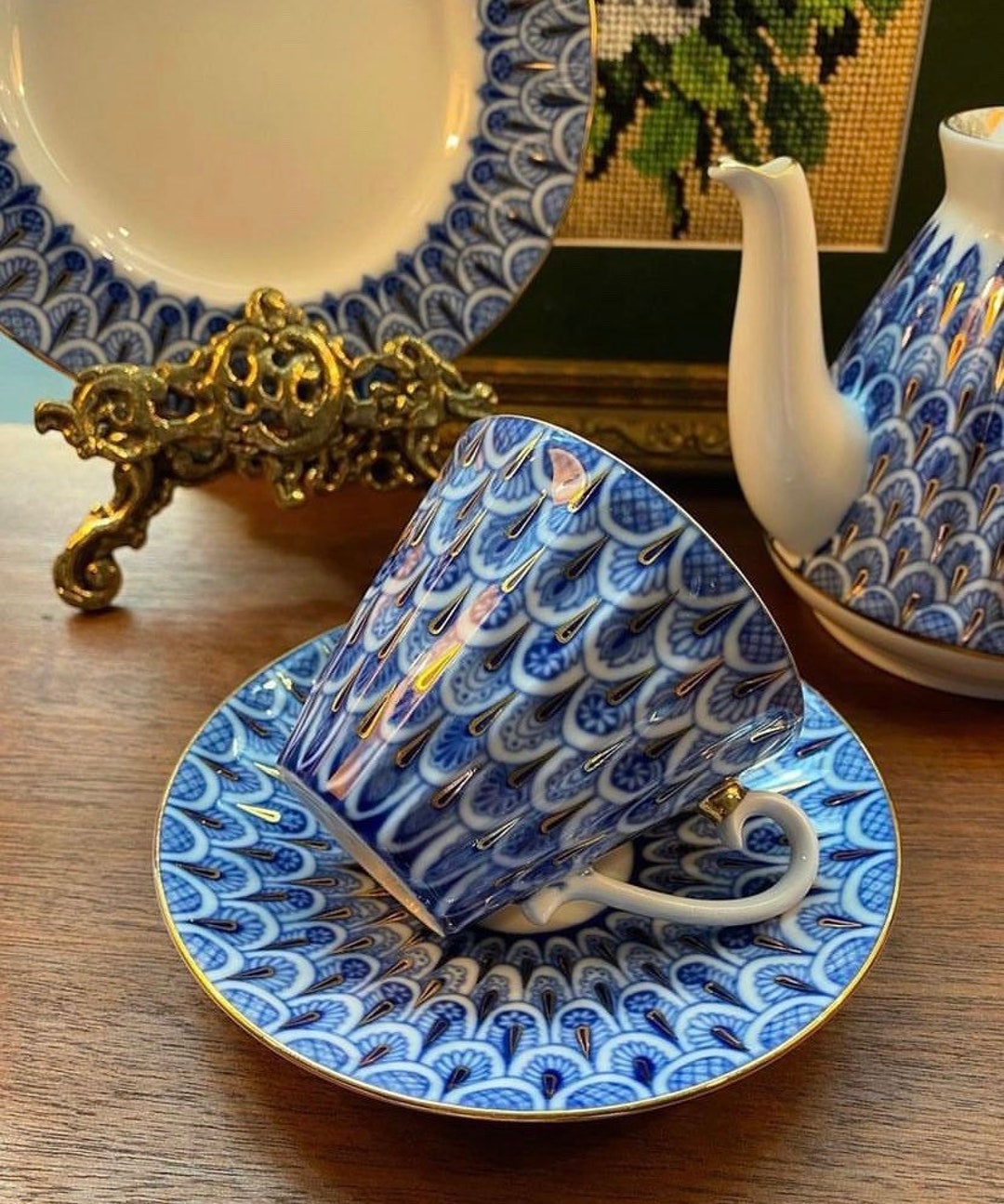 Imperial Porcelain Lomonosov Forget Me Not Vintage Tea Set - Tea Cup ...