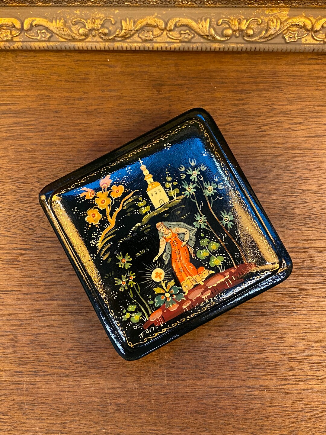 Handmade Russian Papier Mâché Jewelry Box – Vintage Ring Box – Hand ...