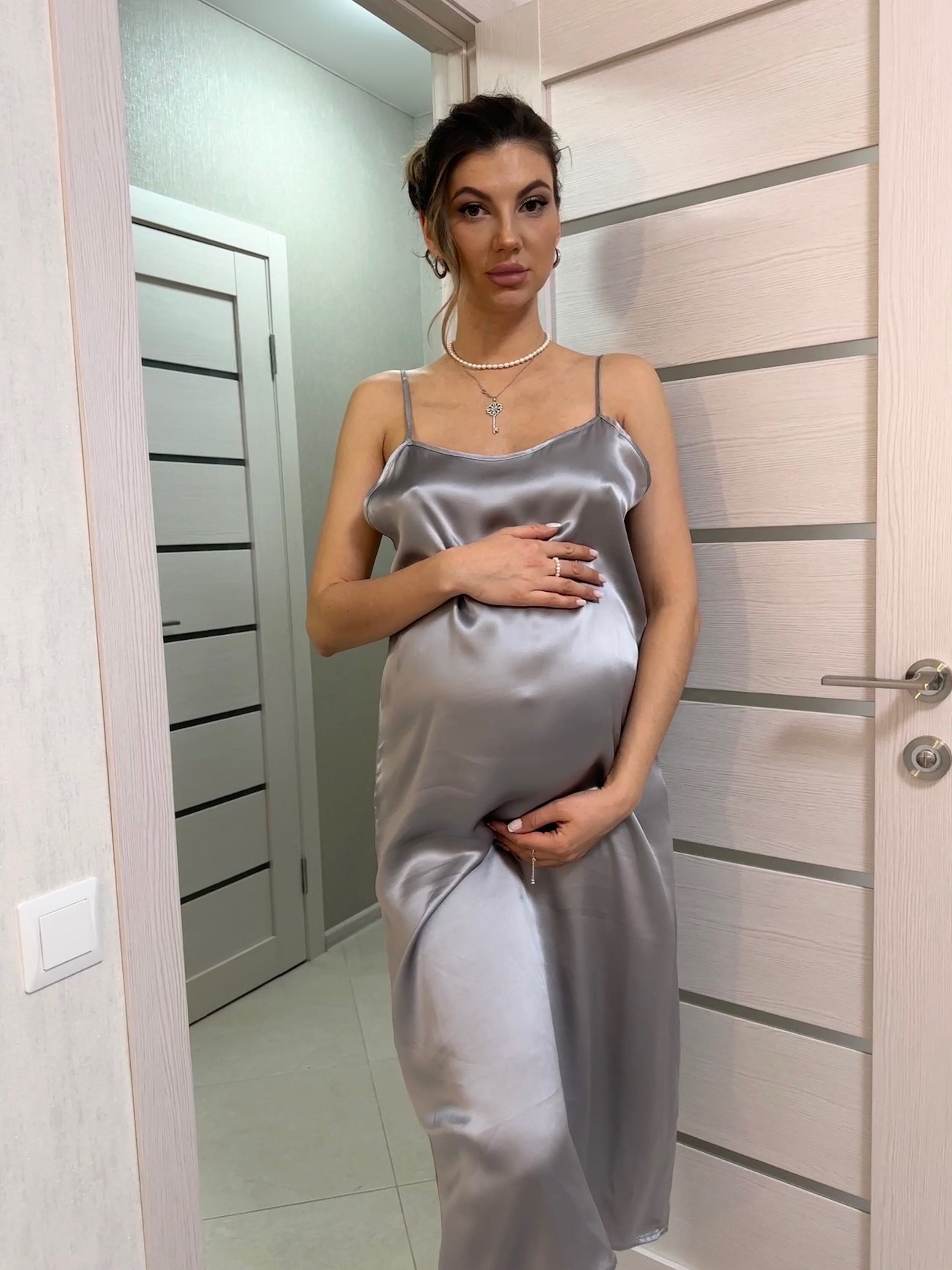 Mulberry Silk Maternity Slip Dress: Pregnancy Nightgown, Hospital Gown ...