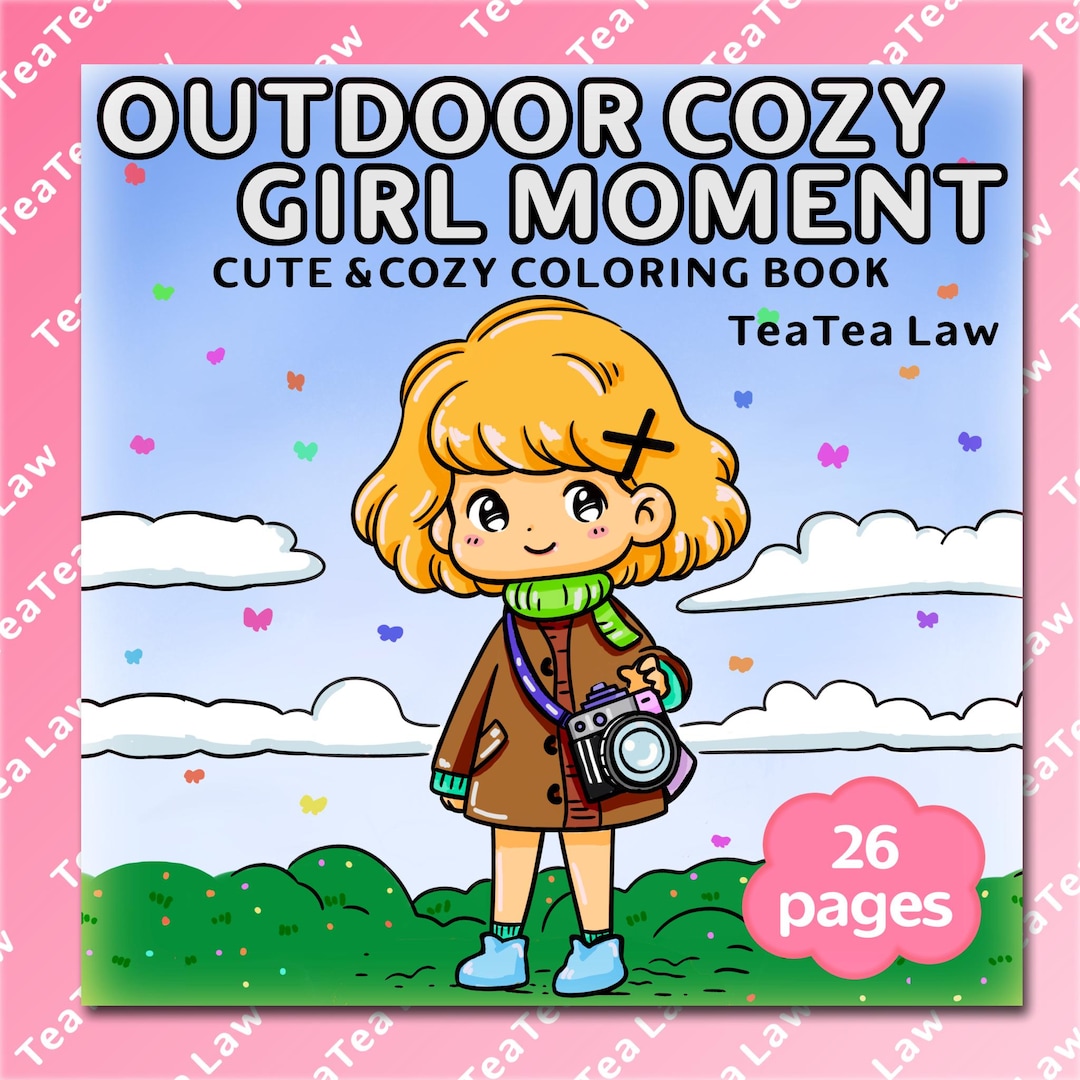 Outdoor COZY Girl Coloring Book | Easy Printable Pages (PDF, PNG) - Etsy
