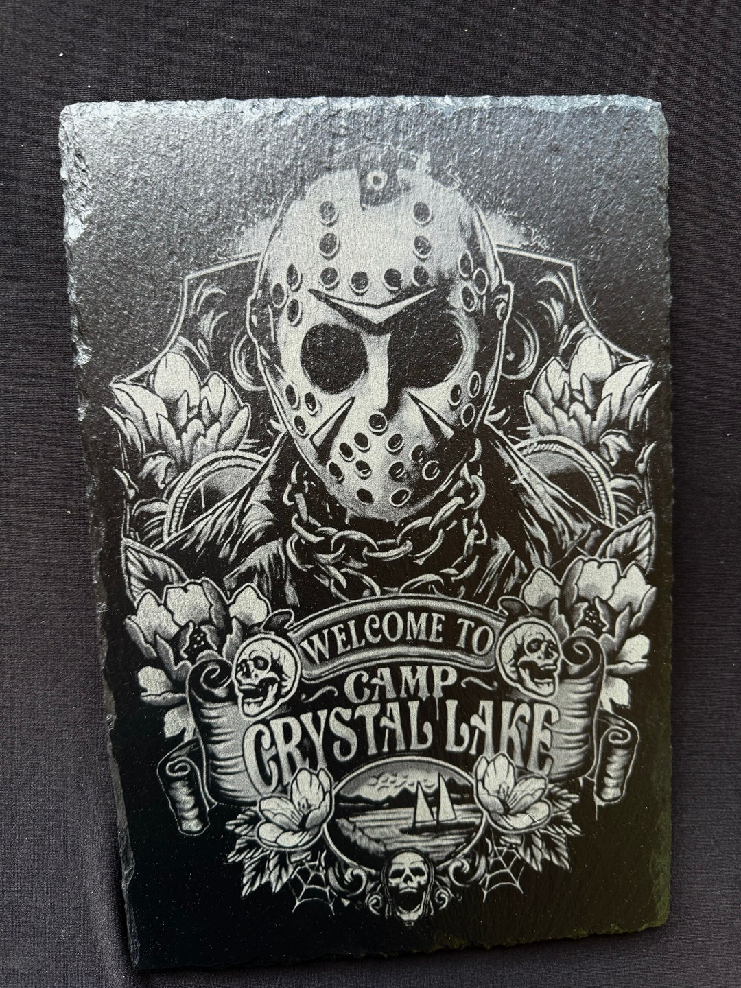 Friday the 13th Jason Slate Sign – Camp Crystal Lake Horror Decor ...