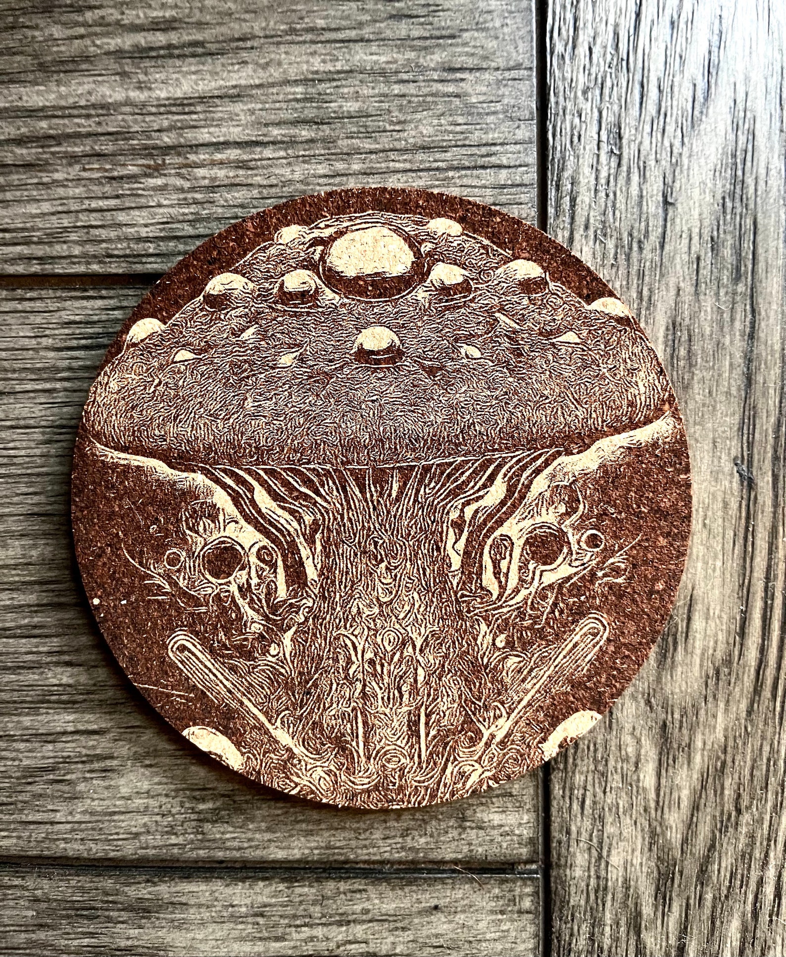 Mushroom Cork Coasters – Set of 6 | Laser Engraved Fungi Art | Earthy ...