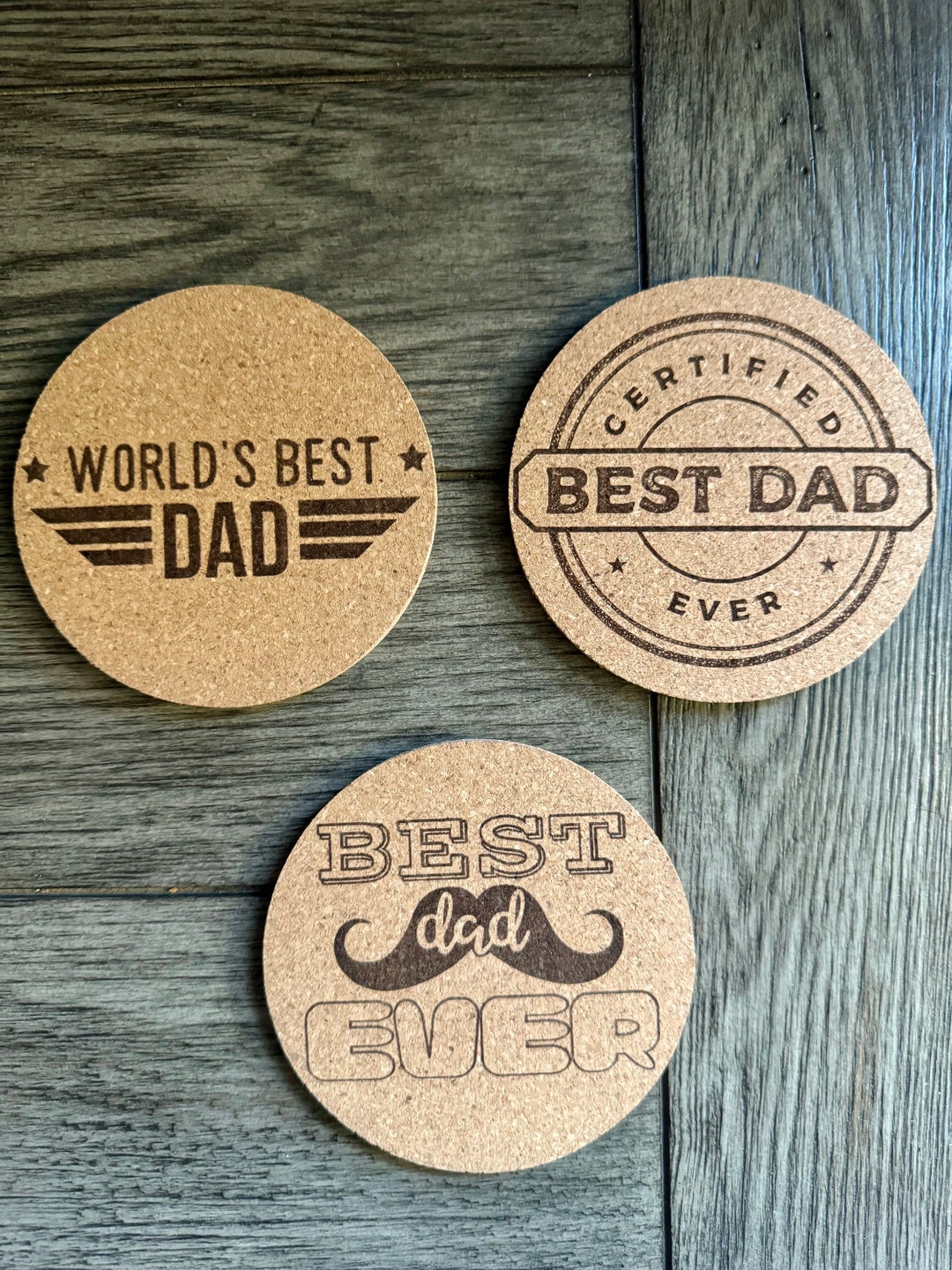 Dad Cork Coasters Set of 4, Dad Gift, Beat Dad Coasters, Dad Christmas ...