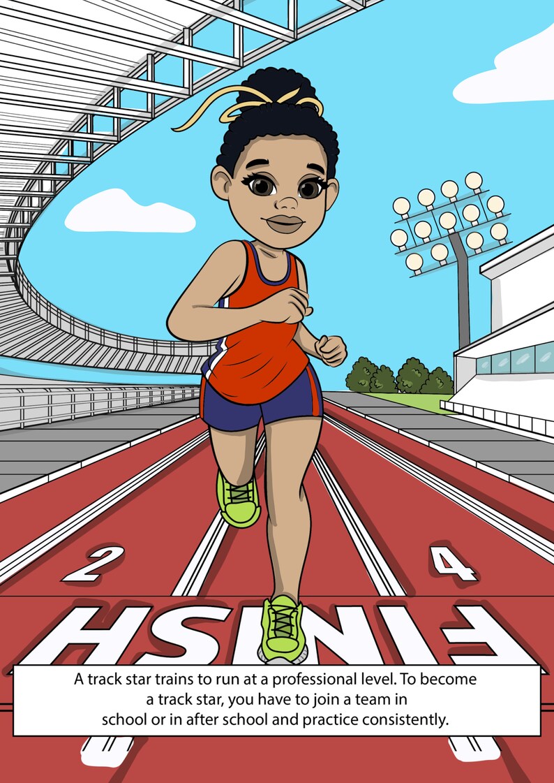 Printable Child Track Star Coloring Page | Kids Running Sports Activity ...