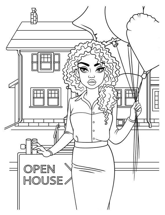 Real Estate Agent Coloring Page Black Coloring Page Black | Etsy