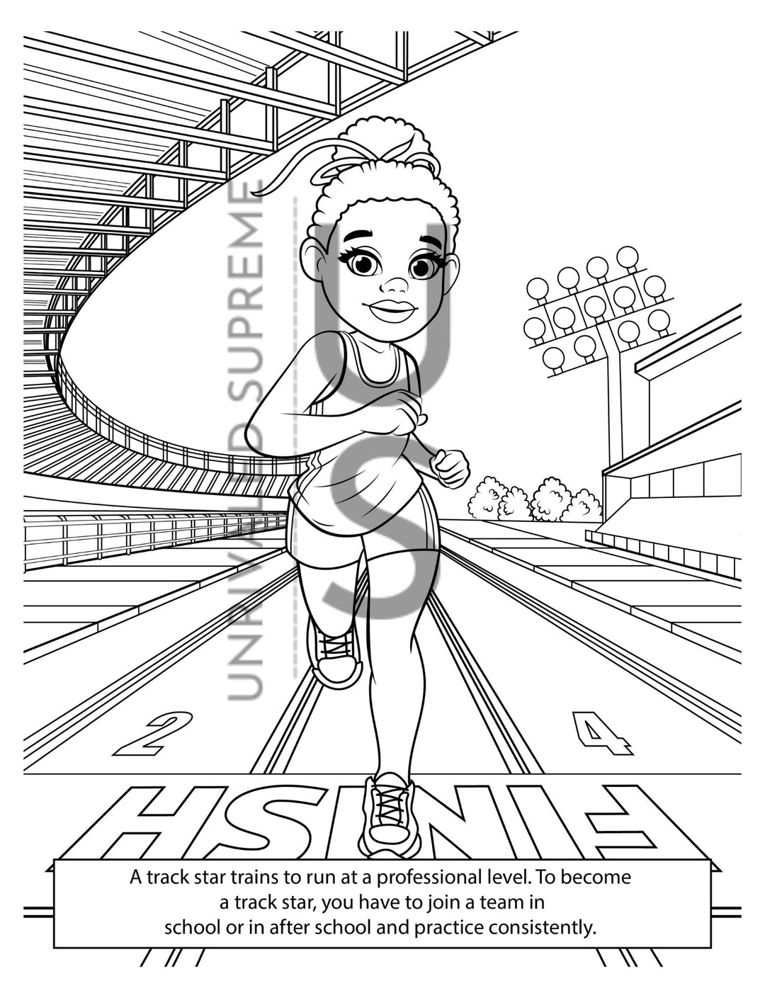 Printable Child Track Star Coloring Page | Kids Running Sports Activity ...