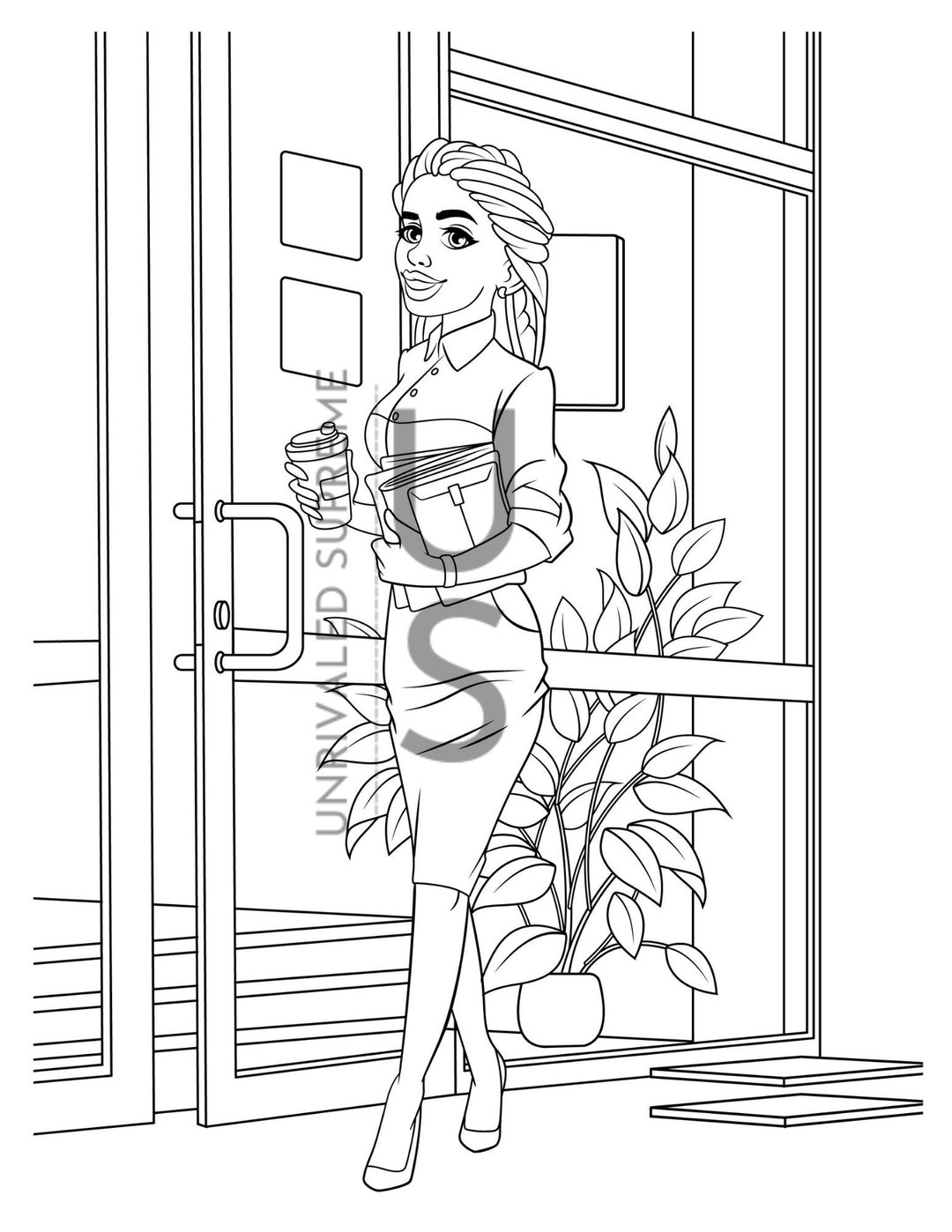 Entrepreneur Coloring Page | Black Coloring Page | Black Woman Coloring ...