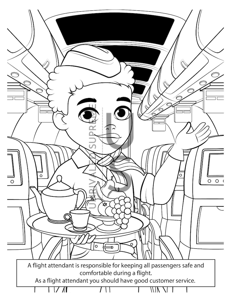 Flight Attendant Coloring Page | Kids Coloring Page | Kids Coloring ...