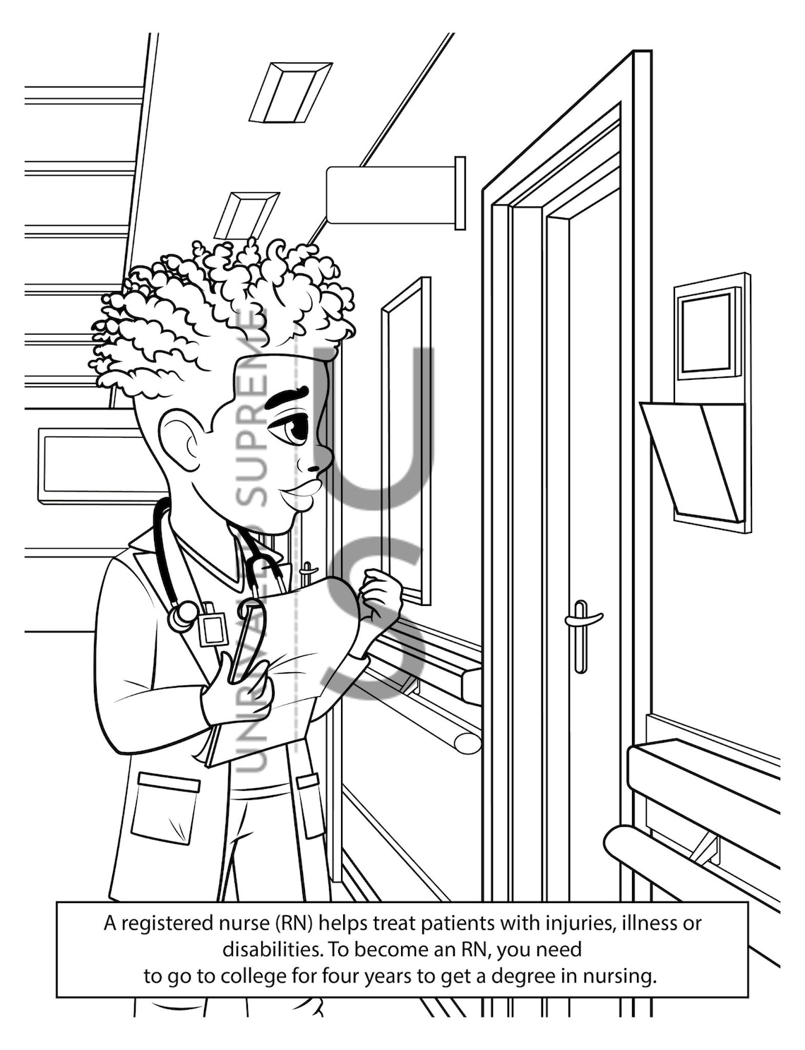 Nurse Coloring Page | Kids Coloring Page | Kids Coloring Sheet ...