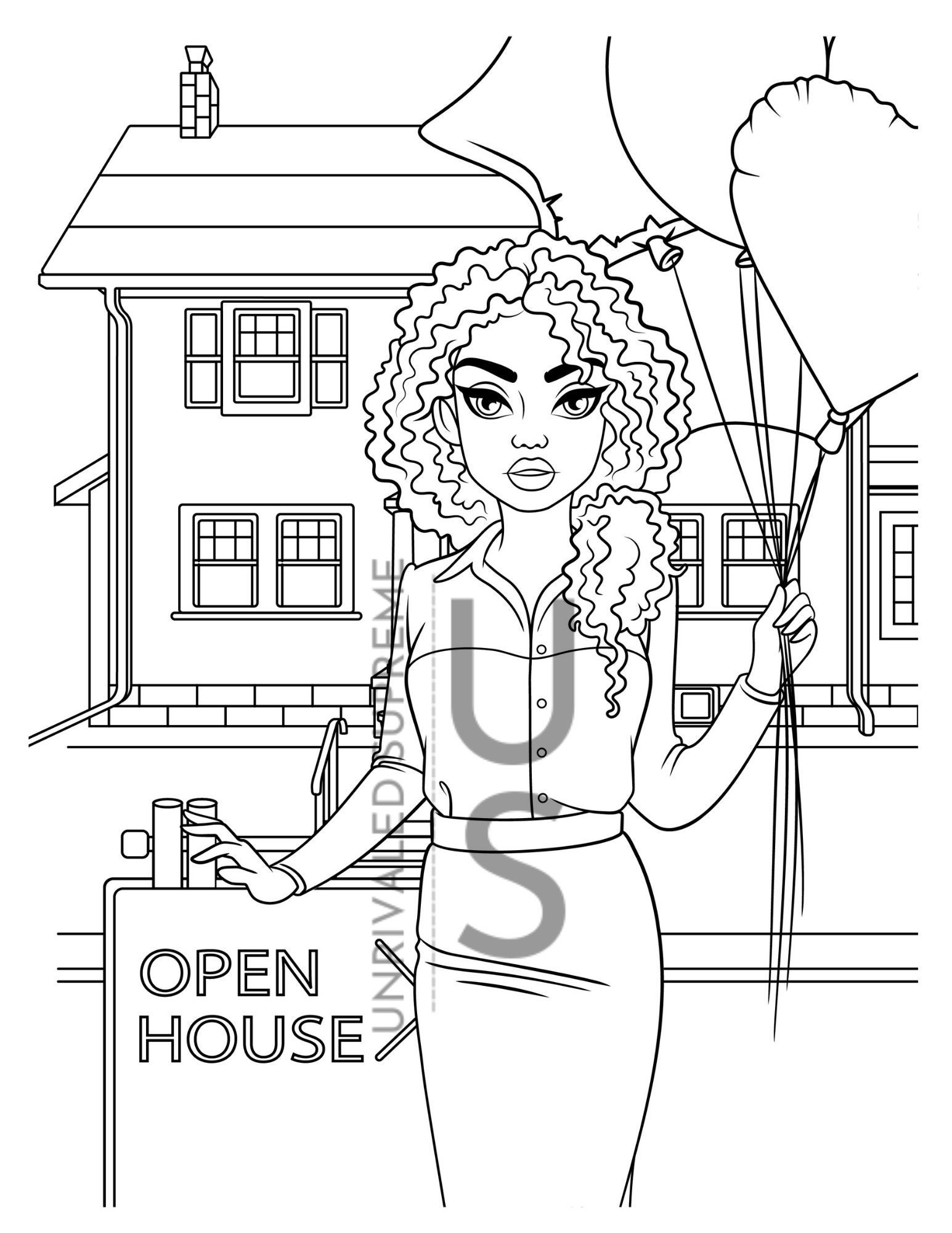 Real Estate Agent Coloring Page | Black Coloring Page | Black Woman ...