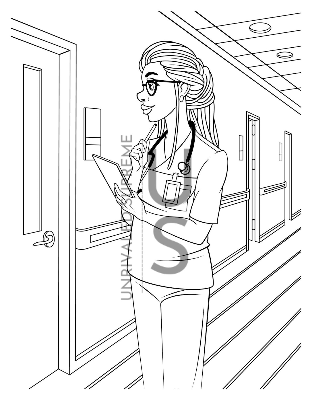 Nurse Coloring Page | Nurse Activity | Kids Coloring Page | Black Woman ...