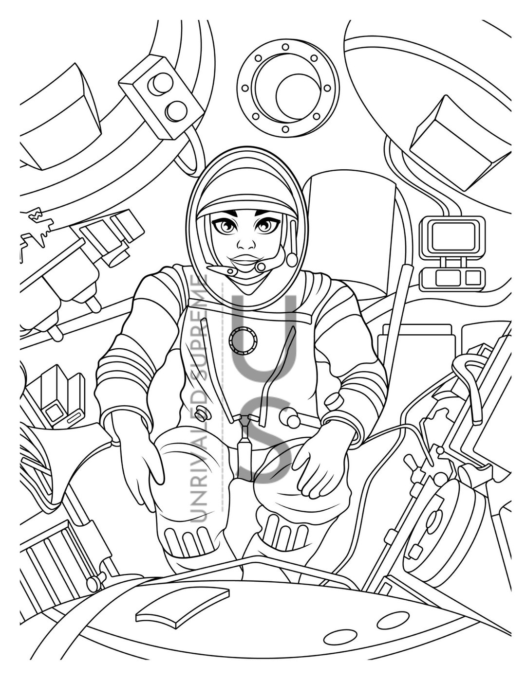 Astronaut Coloring Page | Black Coloring Page | Black Woman Coloring ...