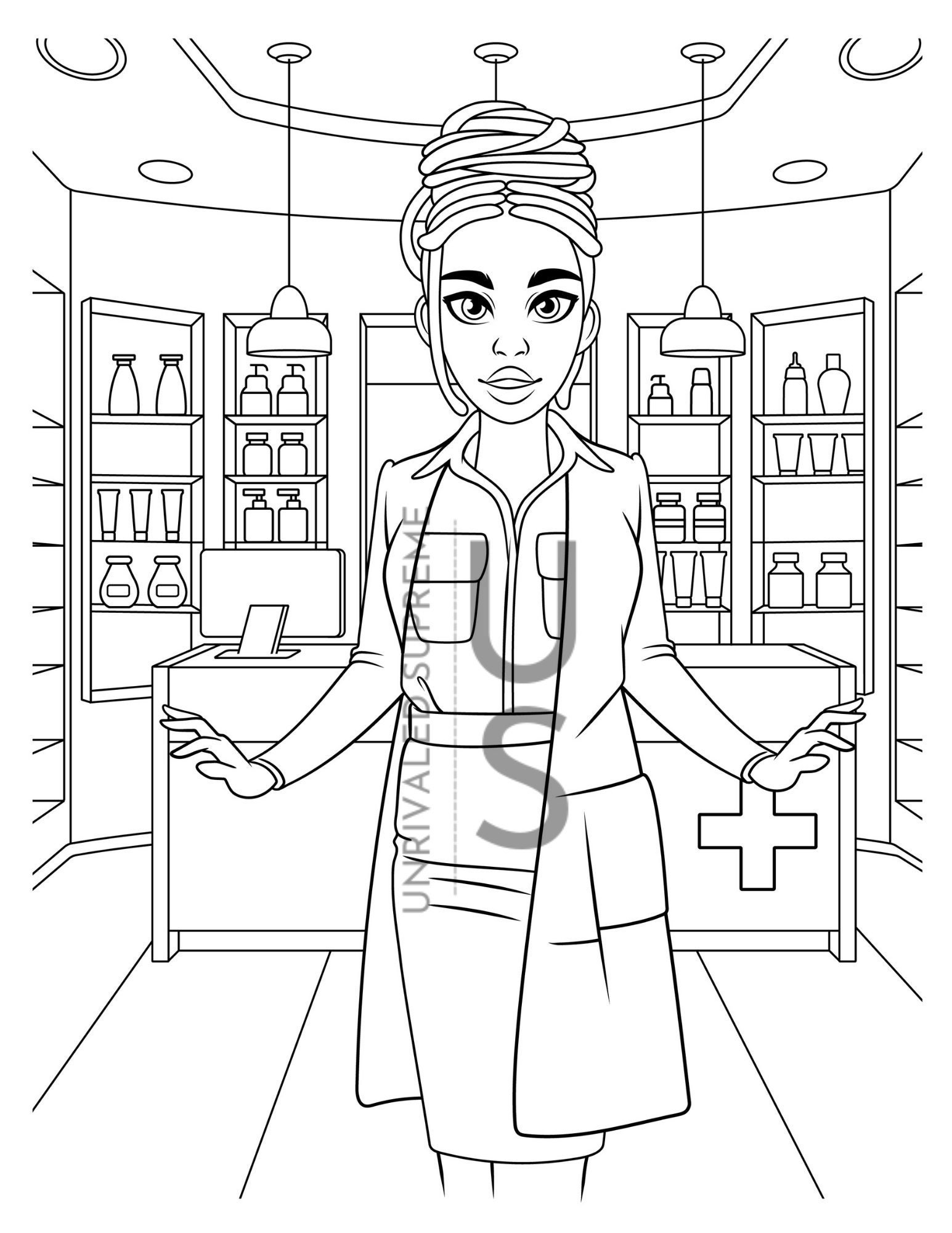 Pharmacist Coloring Page | Black Coloring Page | Black Woman Coloring ... Pharmacist Coloring Page | Black Coloring Page | Black Woman Coloring ...