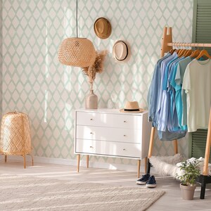 Minimal Harlequin Pattern Wallpaper, Peel and Stick, Soft Green ...