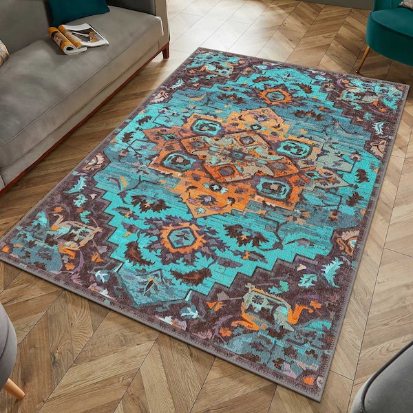 Turquoise Rug - Etsy
