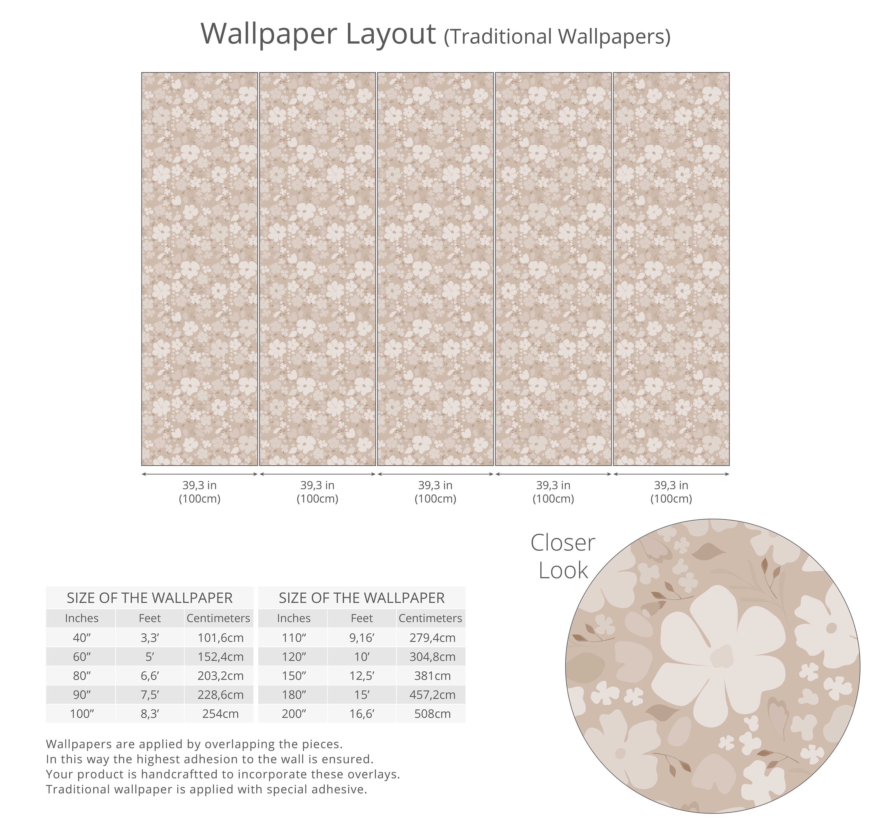 Delicate Small Flowers Wallpaper, Peel and Stick, Neutral Floral ...