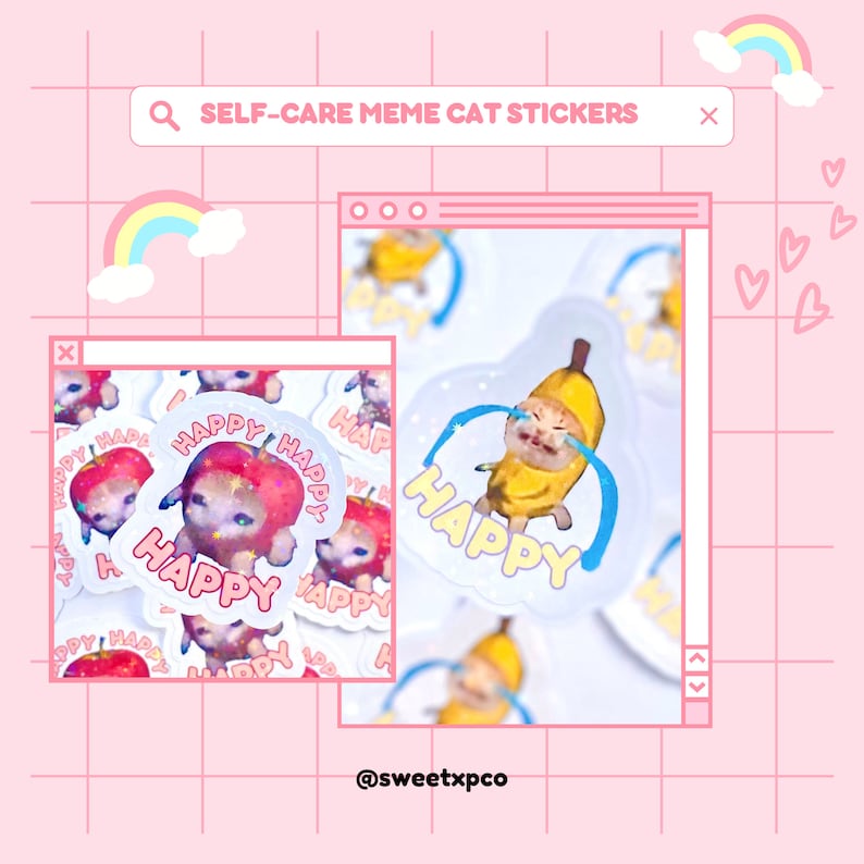 Happy Cat Meme Sticker Cat Memes Cat Stickers Funny Cats - Etsy