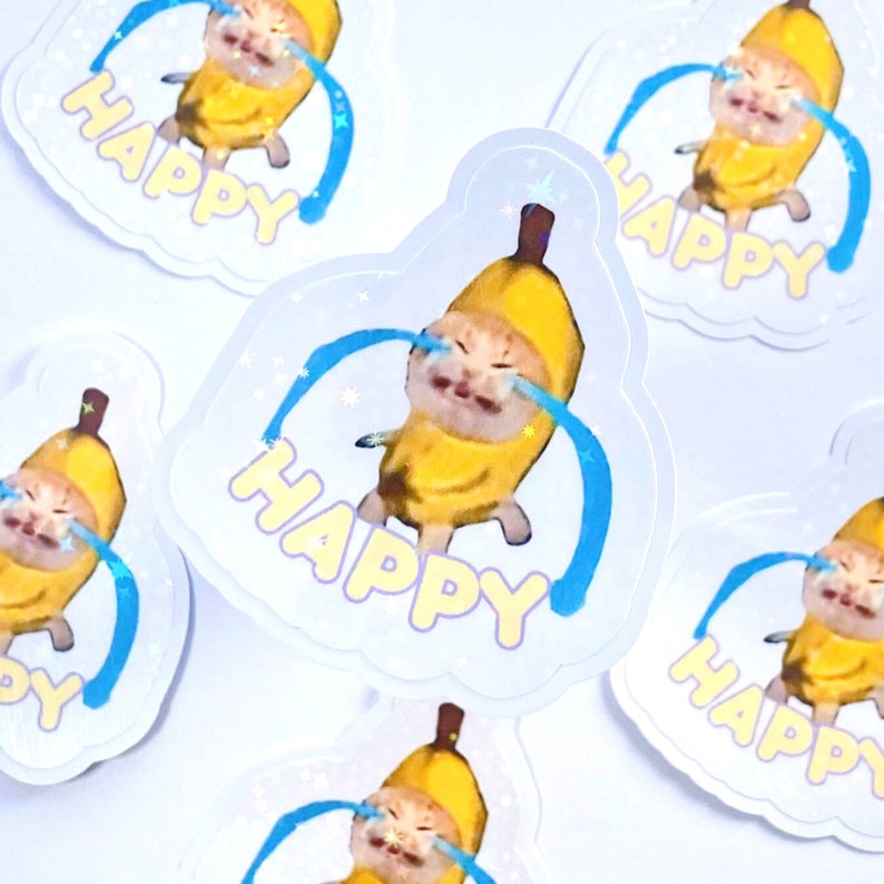 Crying Banana Cat Meme Sticker Cat Memes Cat Stickers - Etsy