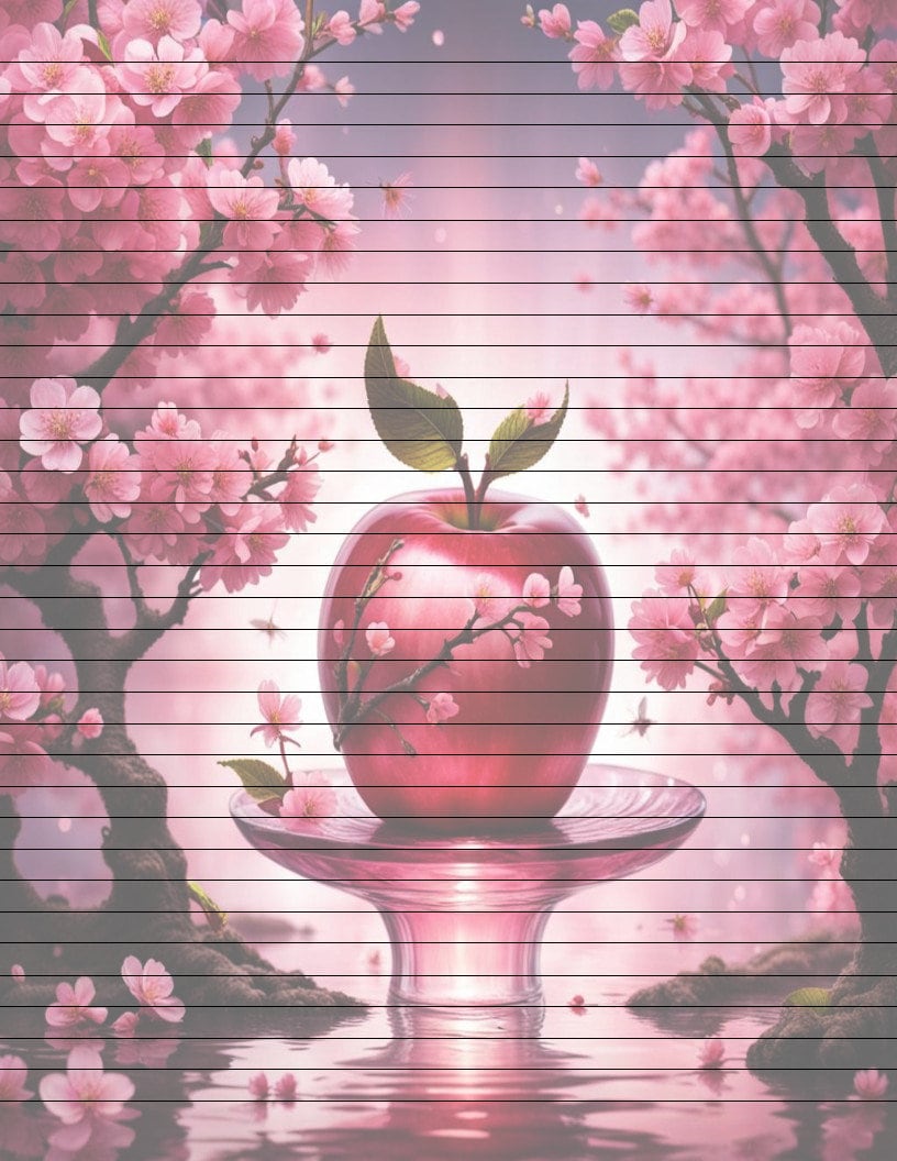 Cherry Blossom Stationery Set, Printable PDF, Lined and Blank Sets ...