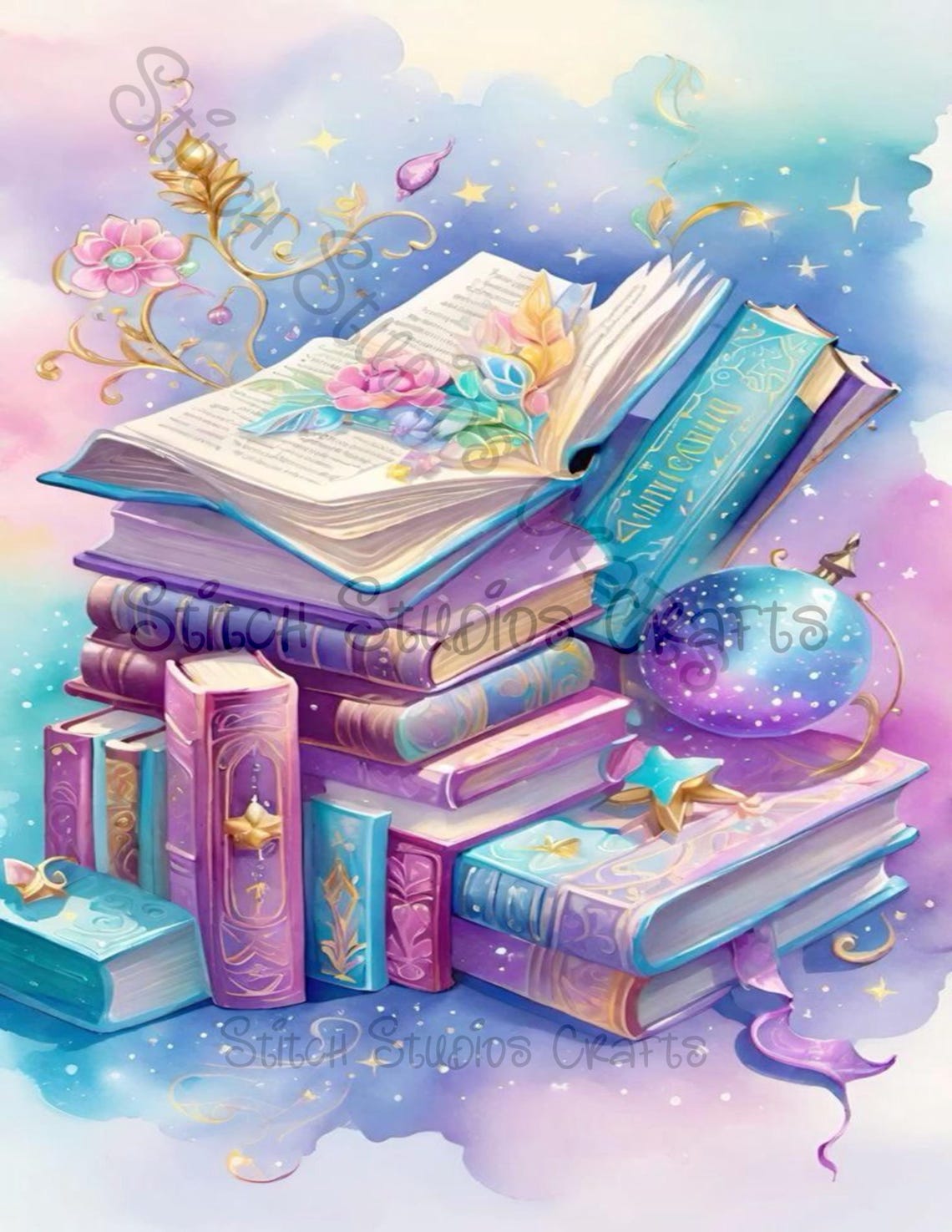 Watercolor Books Printable Poster, Digital Artwork, DIY Home Decor ...