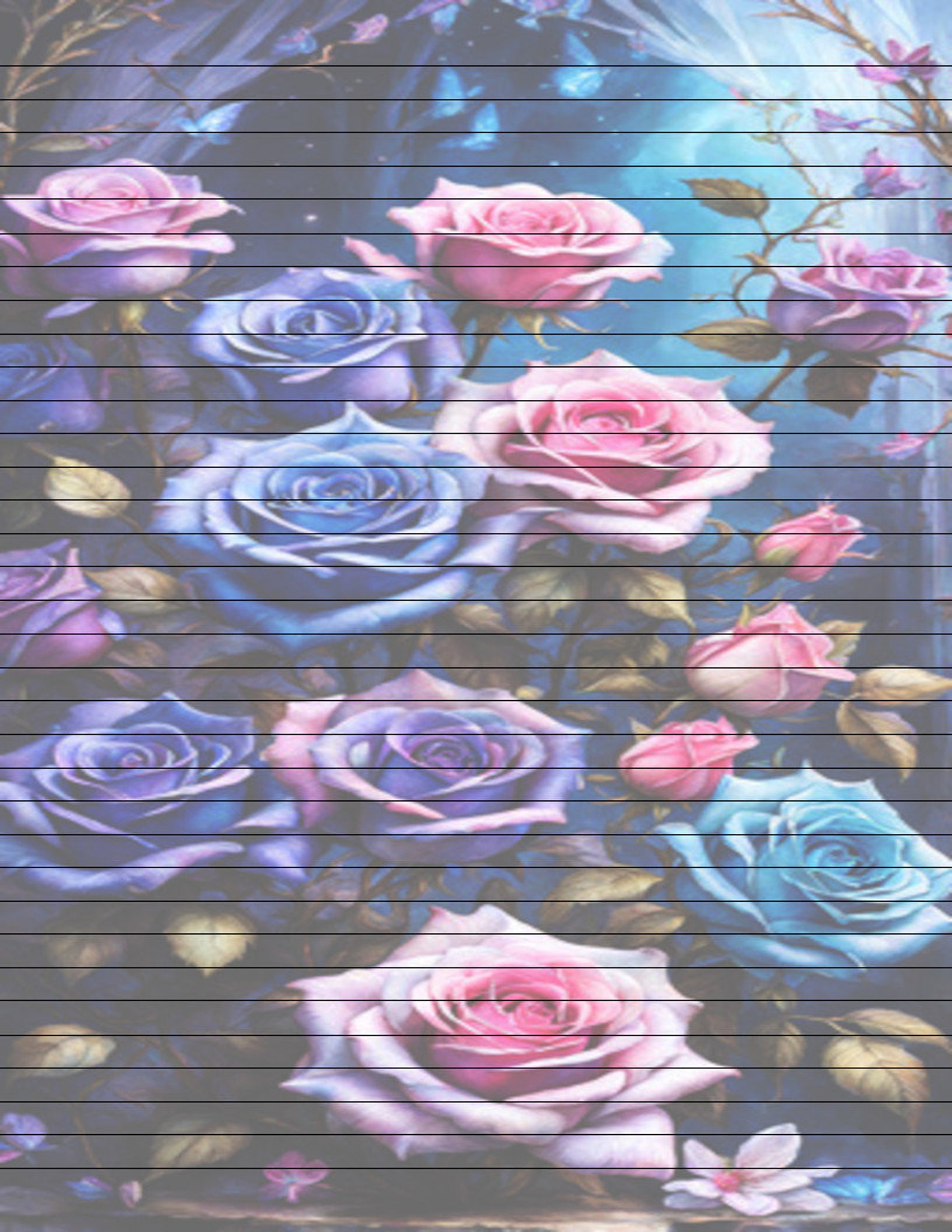 Rose Stationery Set, Printable Rose Letter Paper - Etsy