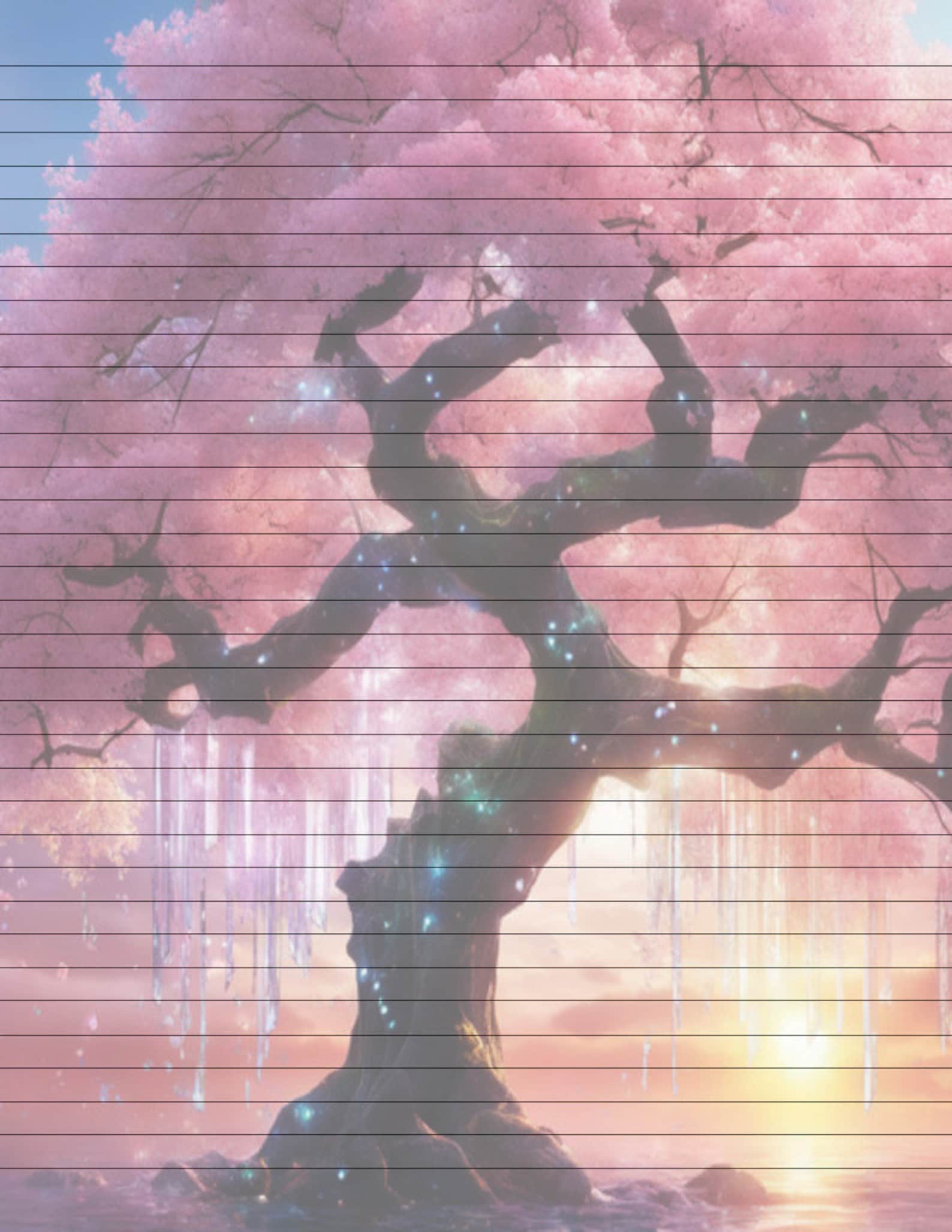 Cherry Blossom Stationery Set, Printable PDF, Lined and Blank Sets ...