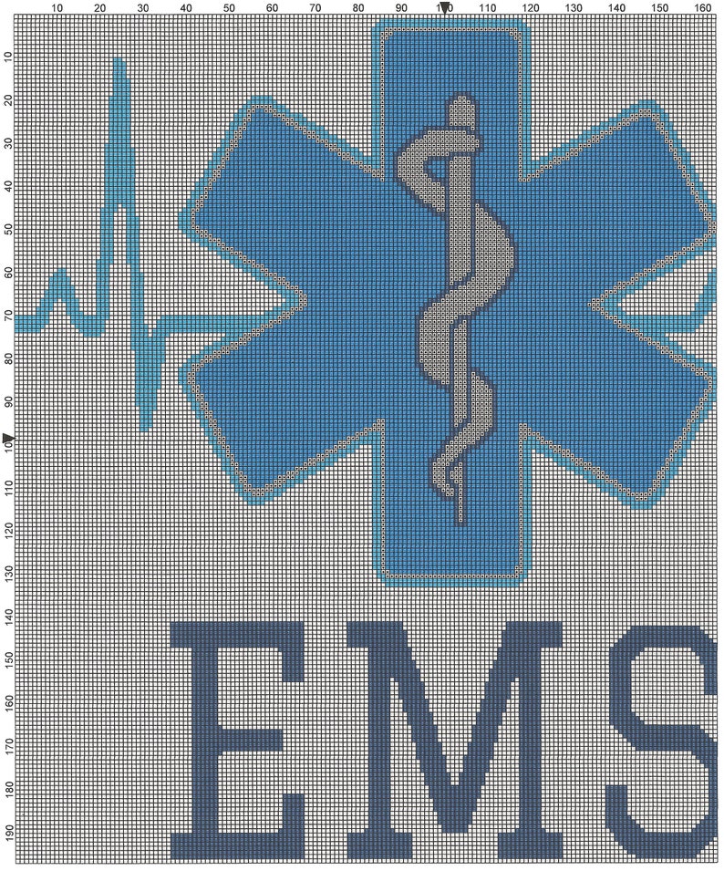 EMS Cross Stitch Pattern Printable PDF, Emergency Services, DIY Crafts ...