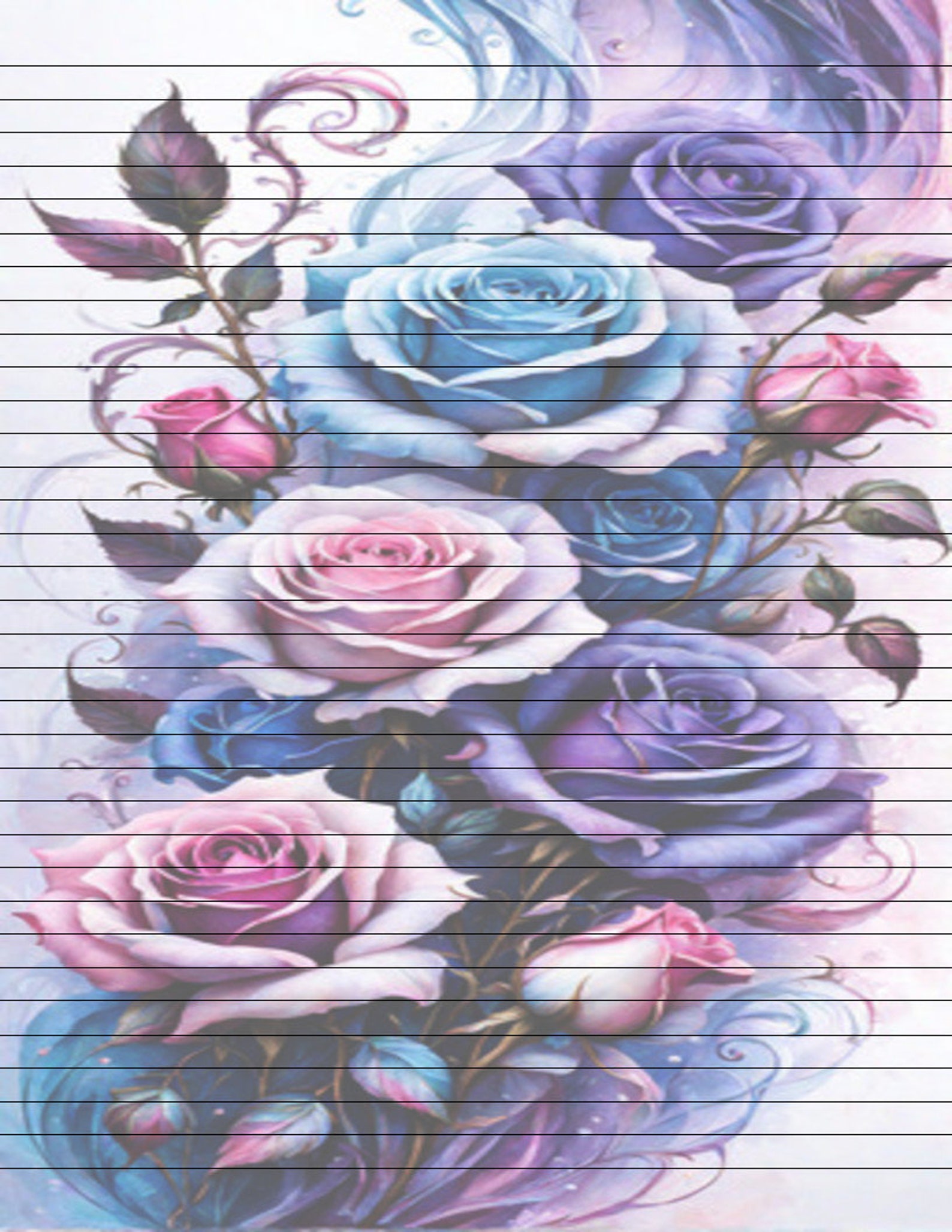 Rose Stationery Set, Printable Rose Letter Paper - Etsy